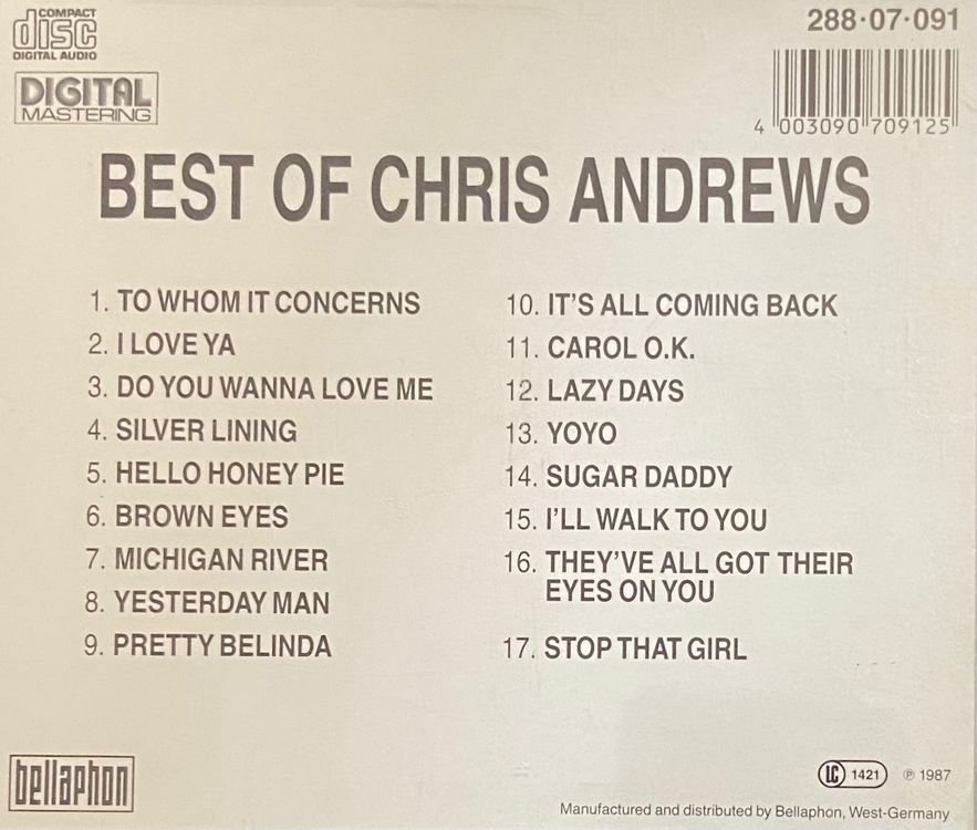 Chris Andrews CD The Best of Chris Andrews • 17 Songs | Kaufen auf Ricardo