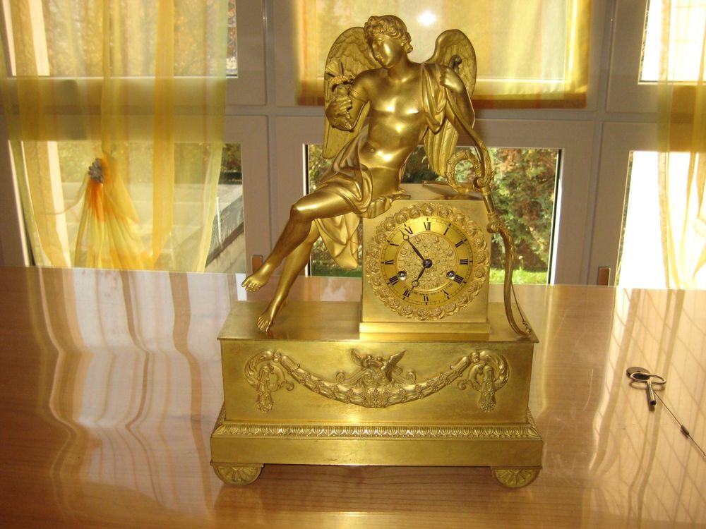 E M P I R E Kaminuhr Bronze Vergoldet Amor mit Bogen (Gebraucht) in für ...