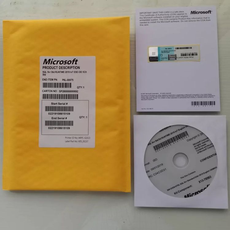 Microsoft SQL SERVER STANDARD 2019 IOT mit DVD-Lizenz (Neu und ...