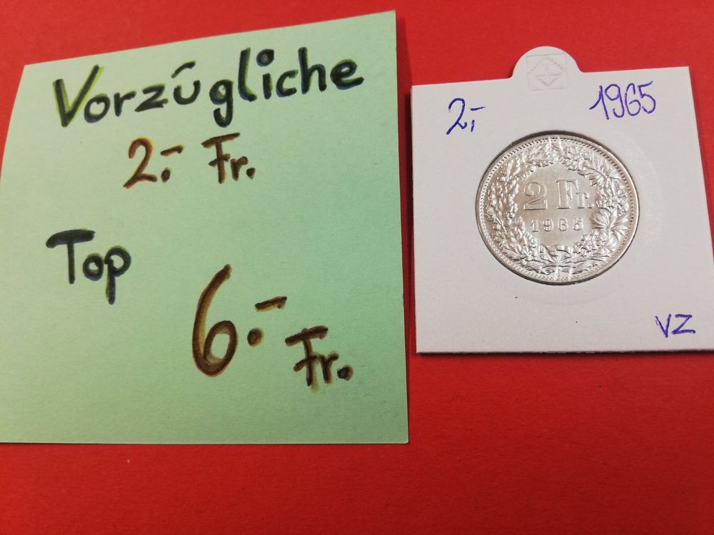 schöne 2 Franken Silbermünze Top! 1965 VZ! (Gebraucht) in Engi für CHF 6 – mit Lieferung auf ...