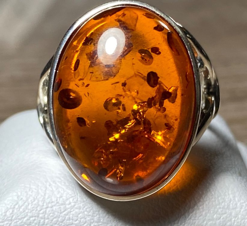 natürlicher Cognac Bernstein 🥃🪾 Silber 925 Ring (Neu und ...