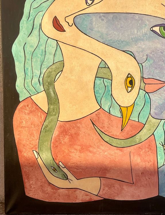 Grosse sehr Interessante Pop Art Öl auf Leinwand Gemälde sig | Kaufen auf Ricardo