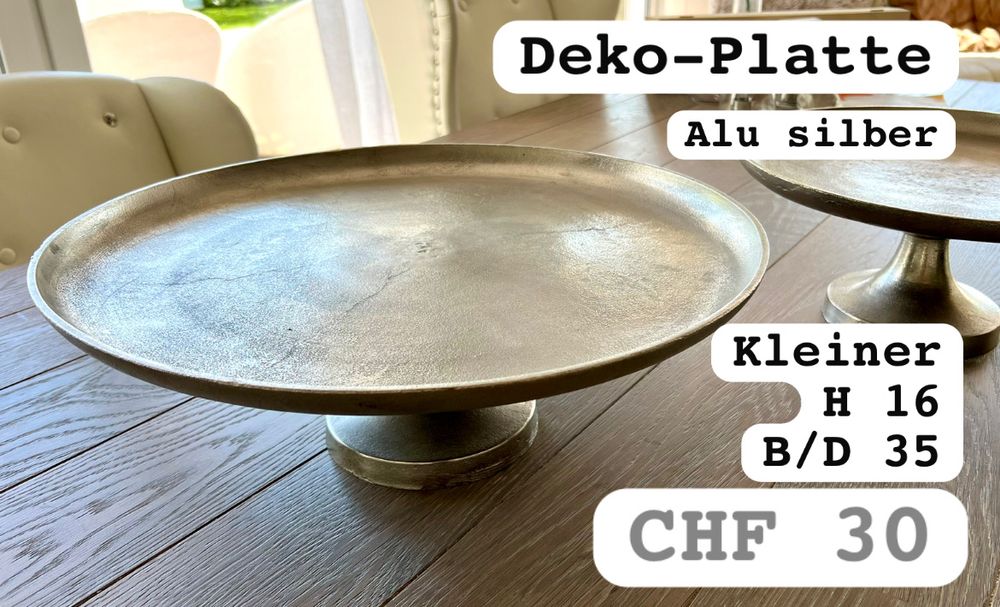 Deko-Platte, Teller, Etagère - Alu-Druckguss silber (Neu (gemäss ...