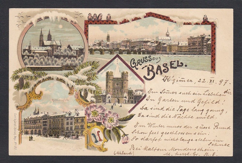 BASEL im Winter, 4-Bild Litho 1897 (Gebraucht) in Wikon für CHF 9 – mit ...