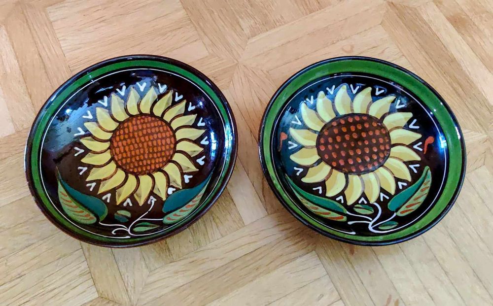 Keramikschalen Mit Handgemalten Sonnenblumen Gebraucht In