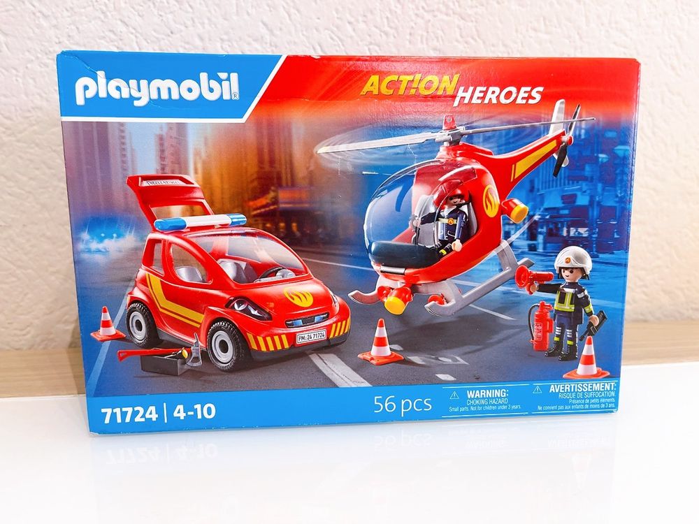 Playmobil Action Heroes 71724 - 56 pezzi Elicottero e Auto (Nuovo e ...