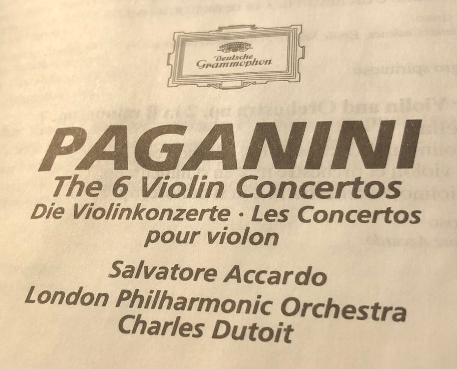 Paganini The 6 Violin Concertos Salvatore Accardo 3 CD Box (Gebraucht ...