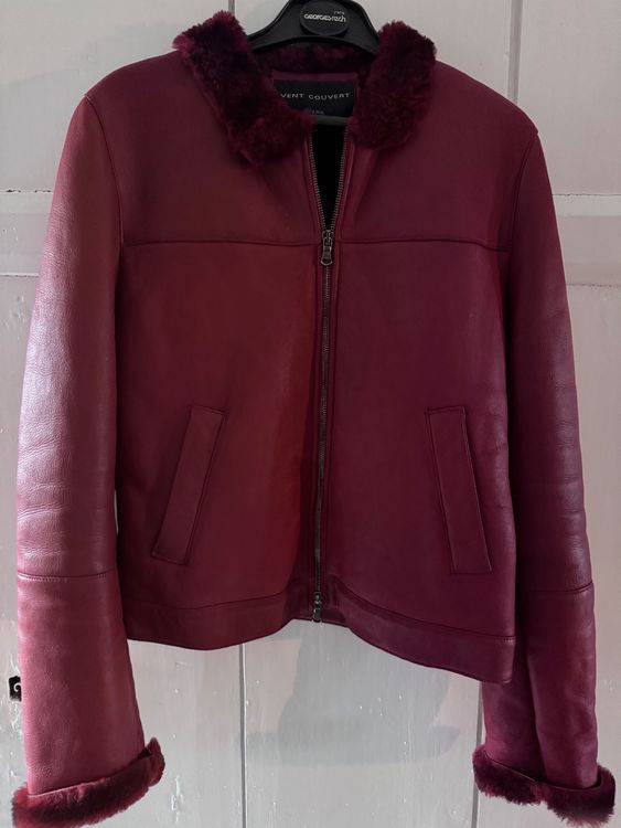 Blouson Vintage mouton retourné " VENT COUVERT " Paris rouge (Neu (gemäss Beschreibung)) in ...