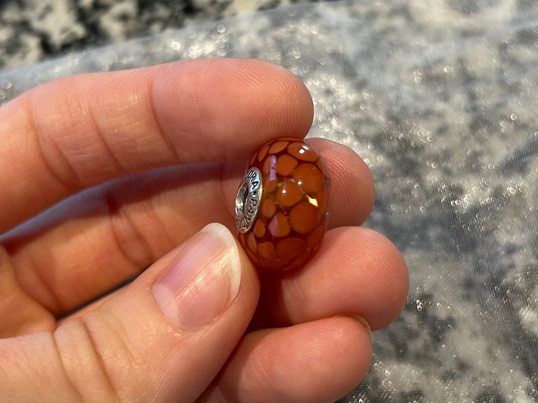 Pandora Muranoglas 🧡 Charm Orange mit Punkten, neuwertig! (Neu (gemäss ...