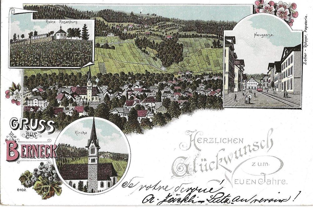 Neujahr, Gruss aus Berneck, Litho, 1901 | Kaufen auf Ricardo