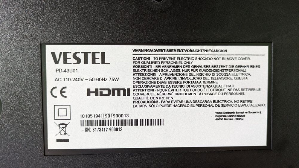 Monitor, Vestel PD43U01 1920 x 1080 pixels, 43" | Kaufen auf Ricardo