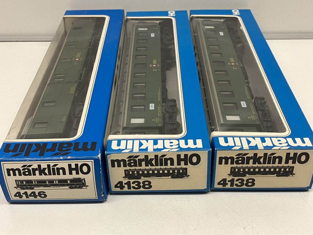 märklin 4138/4146~ 3x Oldtimerwagen SBB C4 8901 - F4ü 18810 (Neu und ...