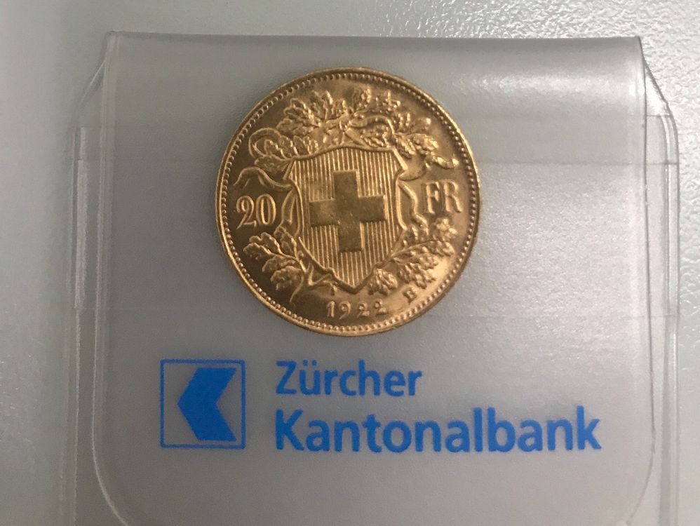 Goldvreneli 20 Fr. 1922 B (Gebraucht) in Birmensdorf ZH für CHF 365 ...