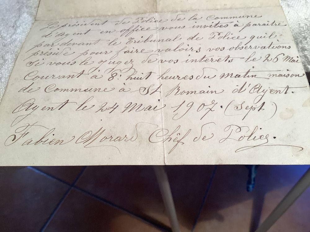 Ayent st romain et Luc FABIEN MORARD CHEF DE POLICE 1907 (Usato) a per ...