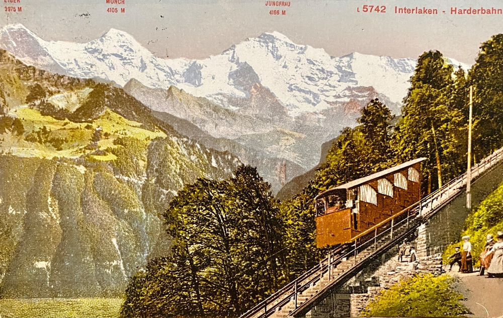 1912 - Antike AK - Interlaken - Harderbahn - Zahnradbahn (Gebraucht) in Root für CHF 1 – mit ...