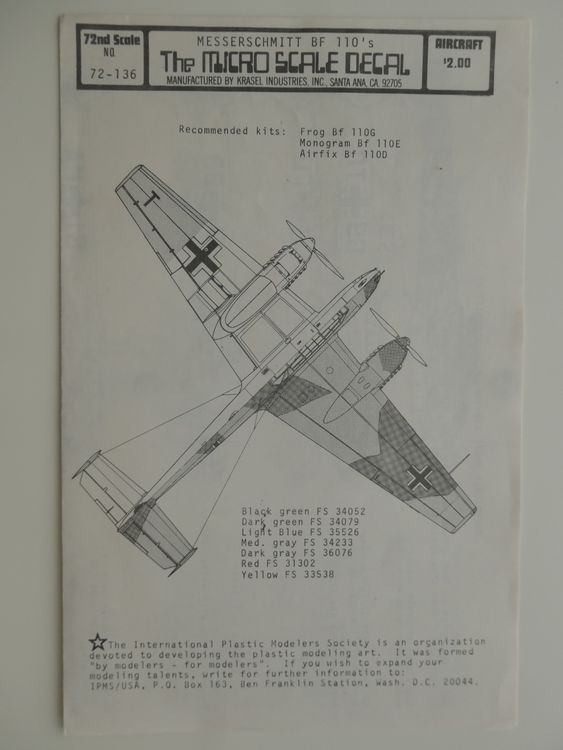 1/72 Messerschmitt Bf-110C / D / E / G - 6 Versionen | Kaufen auf Ricardo