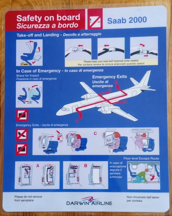 Safety Card Saab 2000 der Darwin Airline (Gebraucht) in Bern für CHF 16 ...