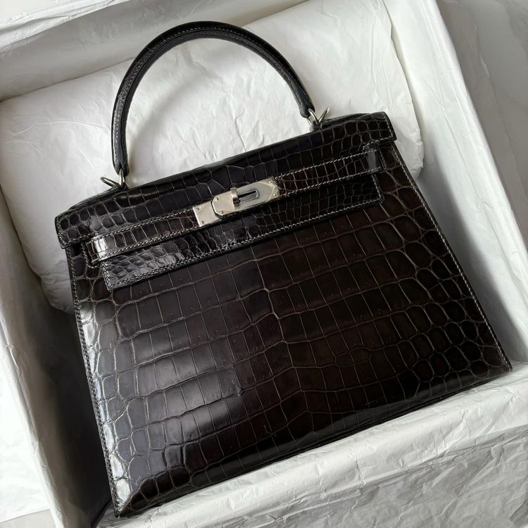 Hermes Kelly28 Graphite Nilo Croco Shiny Phw Q | Kaufen auf Ricardo