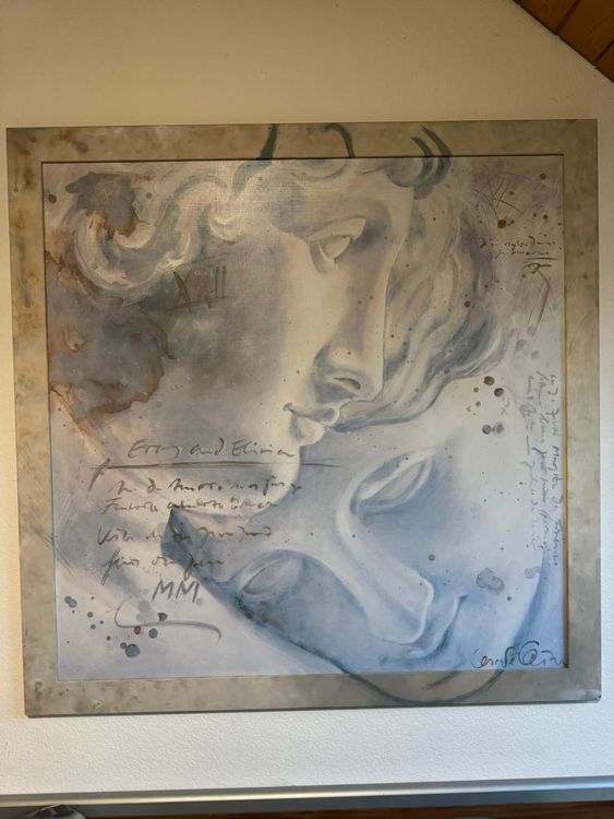 Sehr schönes Bild im Holzrahmen * EROS UND ELVIRA * ENGEL (Gebraucht ...