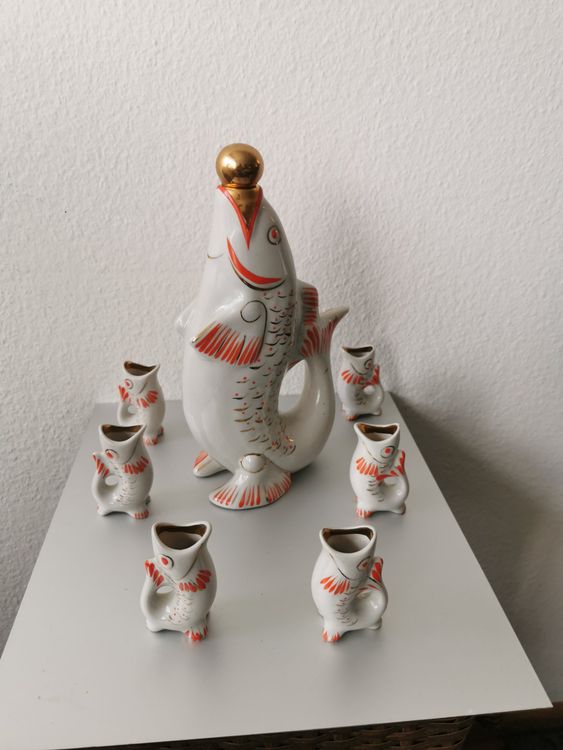 Fisch-Karaffe mit 6 Gläsern, Vintage Keramik-Set, Top! (Gebraucht) in ...
