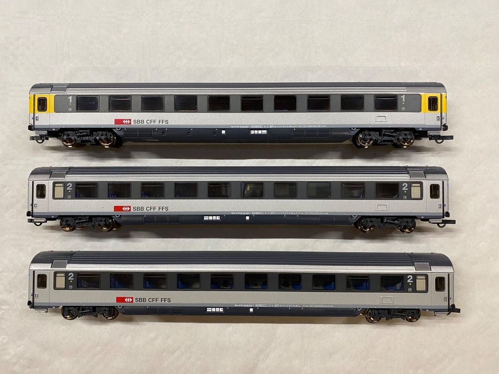 3 x Roco (H0 GS) SBB EC-Schnellzugwagen Apm/Bpm silber/grau | Kaufen ...