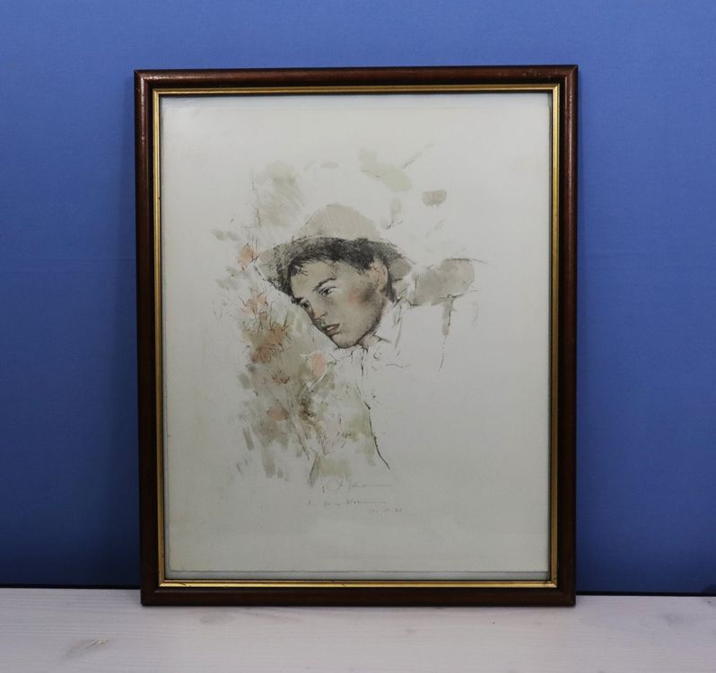 Otto Bachmann 1915-1996, Lithographie "Knabe", mit Widmung (Gebraucht ...