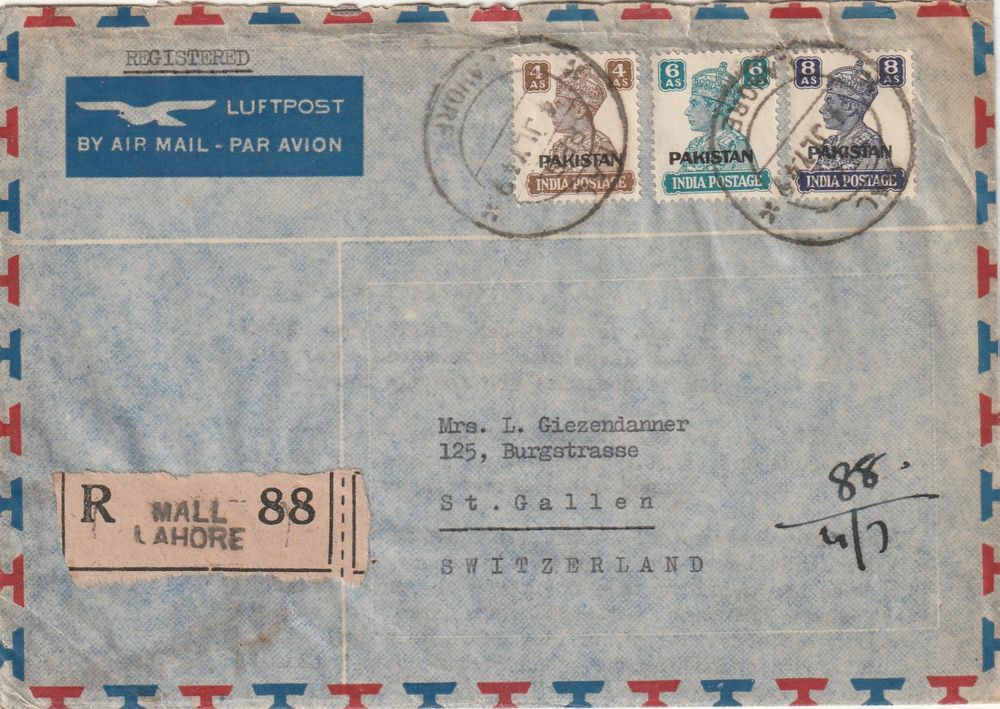 Pakistan Flugpost R-Brief mit Buntfrankatur 1949 | Kaufen auf Ricardo