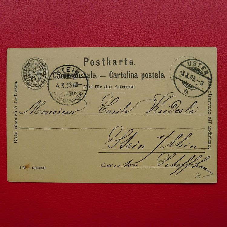 Poskarte von USTER nach STEIN a. RHEIN | Kaufen auf Ricardo