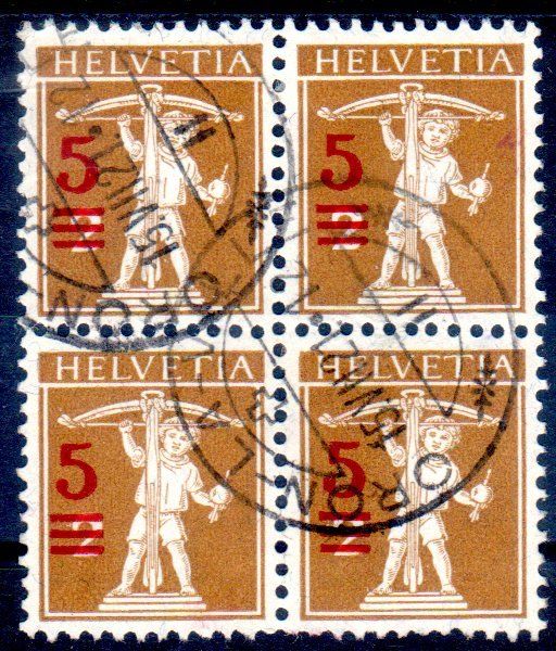 1921 AUFBRAUCHAUSGABE 4ERBLOCK TELLKNABE MIT ARMBRUST -EM397 | Kaufen auf Ricardo