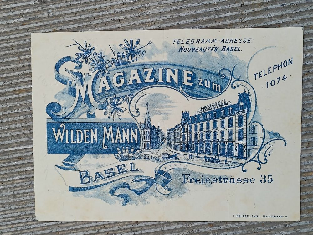 Litho Rechnung Blatt / Magazine zum Wilden Mann Basel 1907 (Gebraucht ...