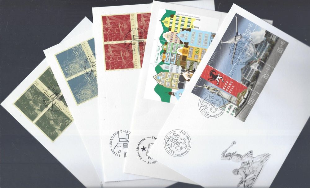 5 X FDC in 4er-Blöcke/Blocks aus Jahr 2012 (D'occasion) à Les Valettes ...