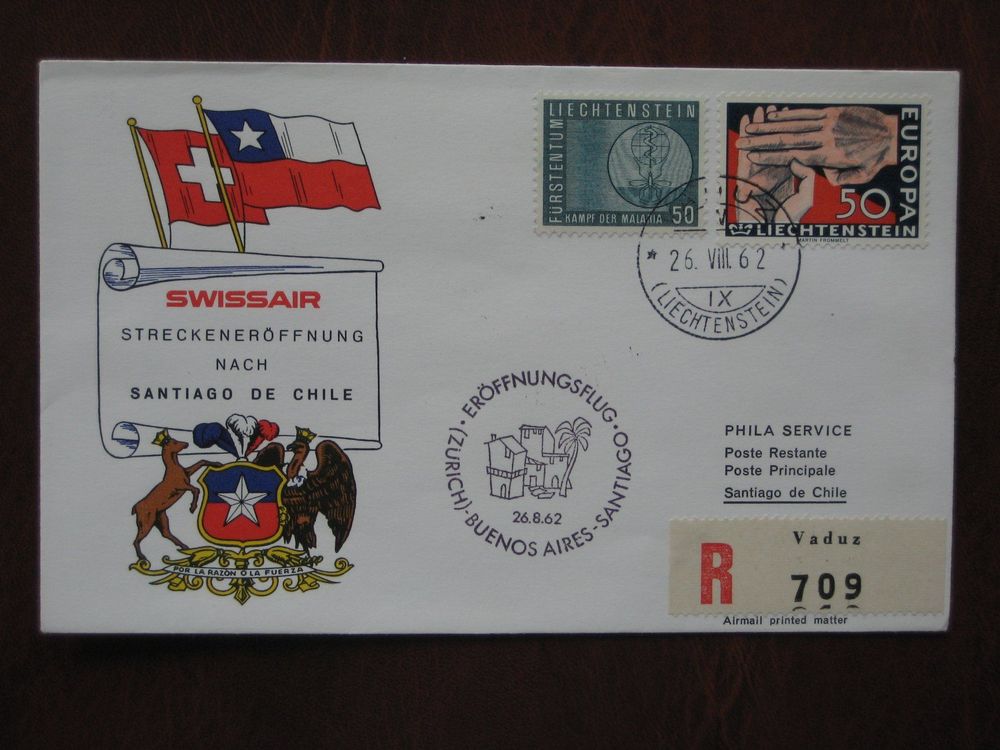 Erstflugbrief FL-ZH-SANTIAGO DE CHILE 1962 ! (Neu (gemäss Beschreibung)) in Wangs für CHF 2.5 ...