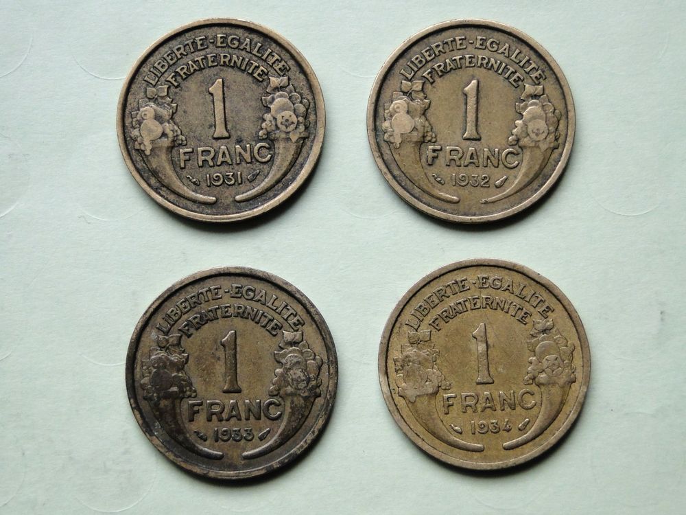 4x 1 Franc France 1931-1932-1933-1934 Morlon | Kaufen auf Ricardo