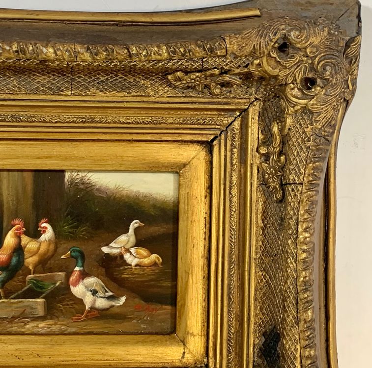 G.Roy Gemälde Hühner Enten und Hahn im Stall (Gebraucht) in Root für ...