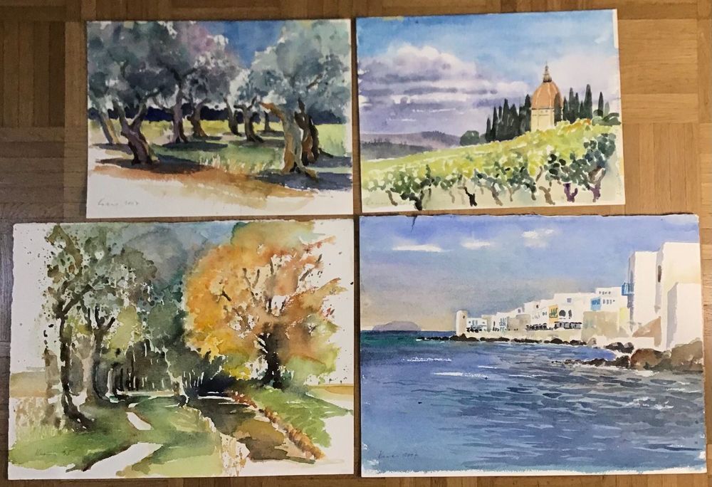 4 Stūck Landschaft Aquarelle Unl.Sign. | Kaufen auf Ricardo