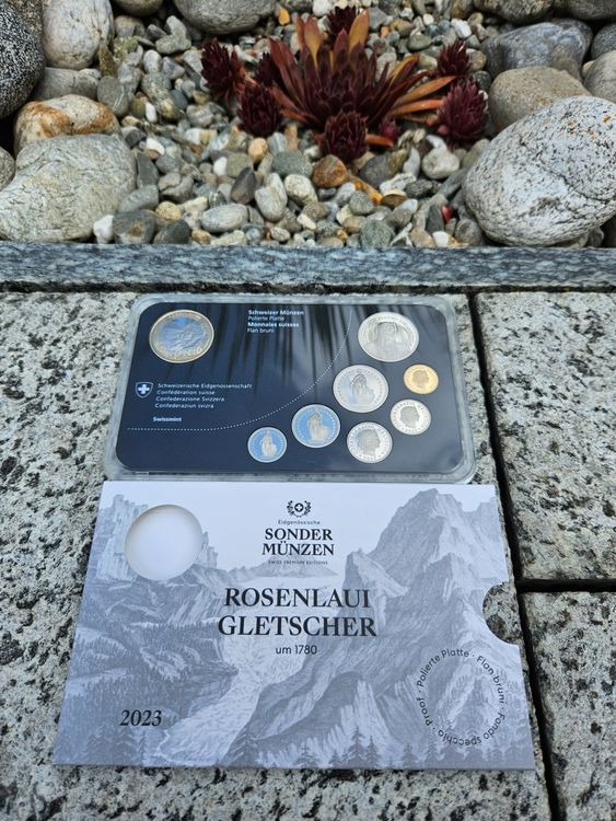 Schweizer Münzsatz Rosenlauigletscher 2023 Polierte Platte (Neu und originalverpackt) in Therwil ...
