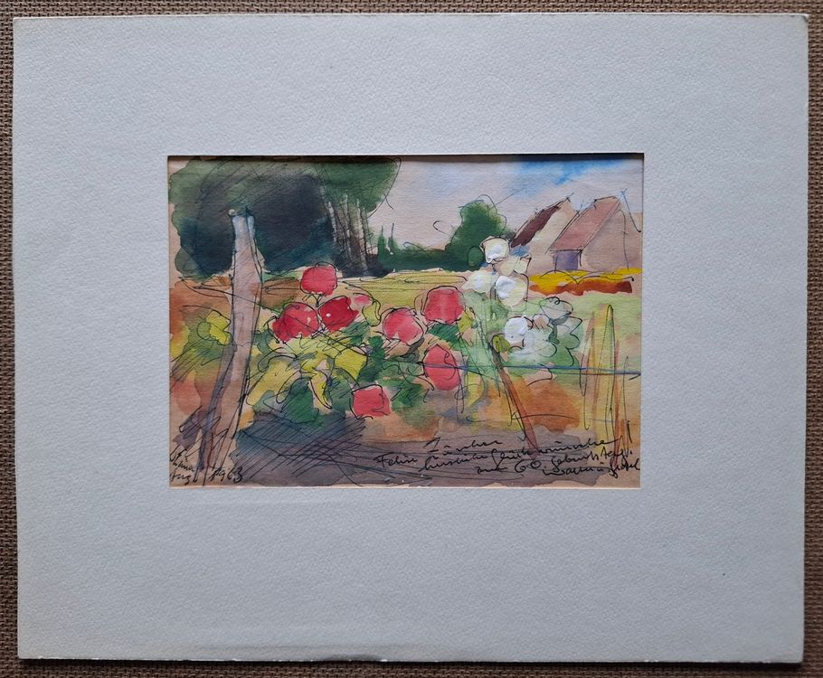 Walter Simon Aquarell «Blumen im Feld» 1963, signiert (Gebraucht) in ...