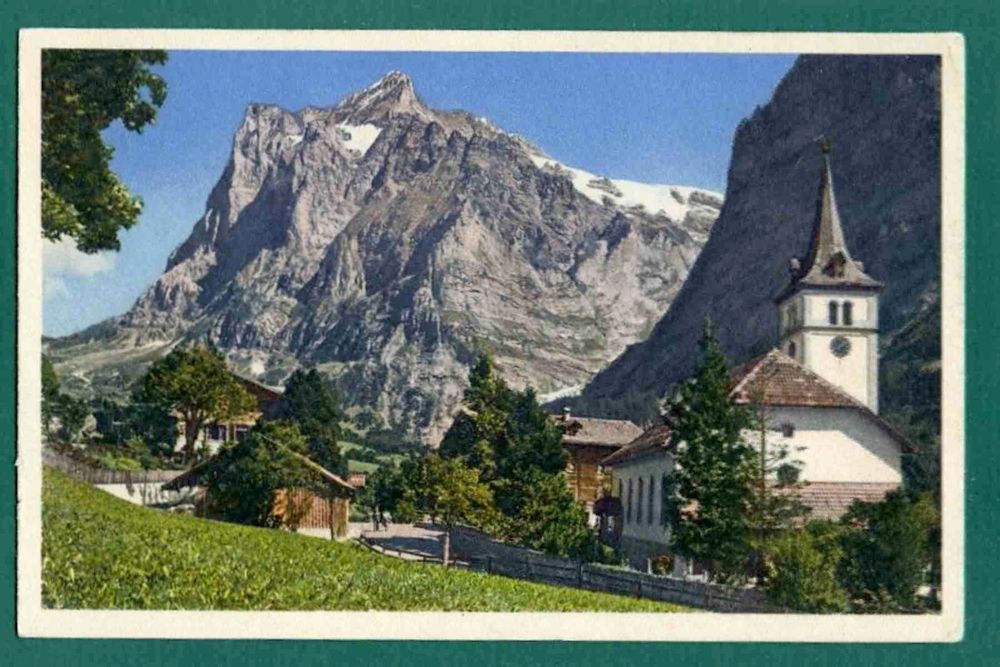 Grindelwald, Kirche und Wetterhorn (Gebraucht) in Sargans für CHF 1 – mit Lieferung auf Ricardo ...