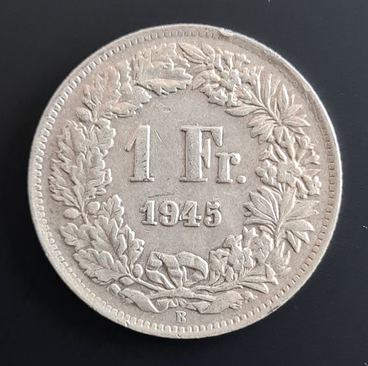 1 Franken 1945 B Silbermünze Schweiz CH Helvetia silver coin (Gebraucht ...