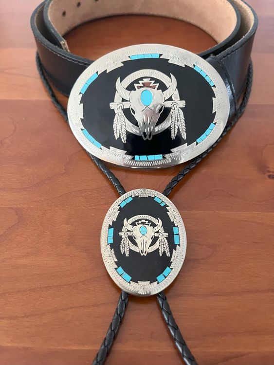 Western Stile Belt buckle and matching leather collar | Kaufen auf Ricardo