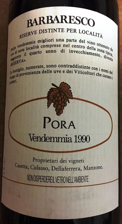 Barbaresco Pora 1990 - Produttori | Kaufen auf Ricardo