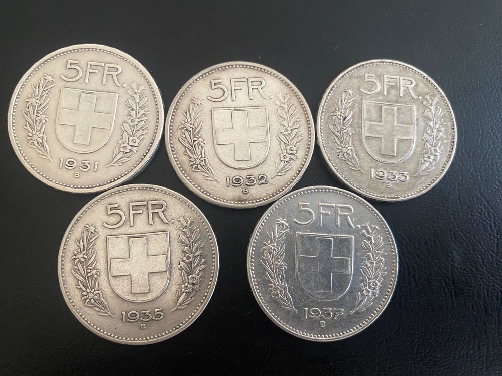 5x5 Franken Silbermünzen verschiedene Daten | Kaufen auf Ricardo