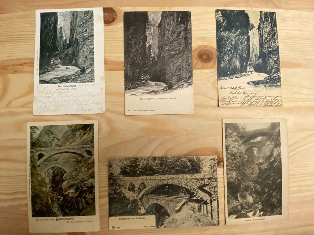 6 Ansichtskarten Linthschlucht Pantenbrücke Linthal GL | Acheter sur Ricardo