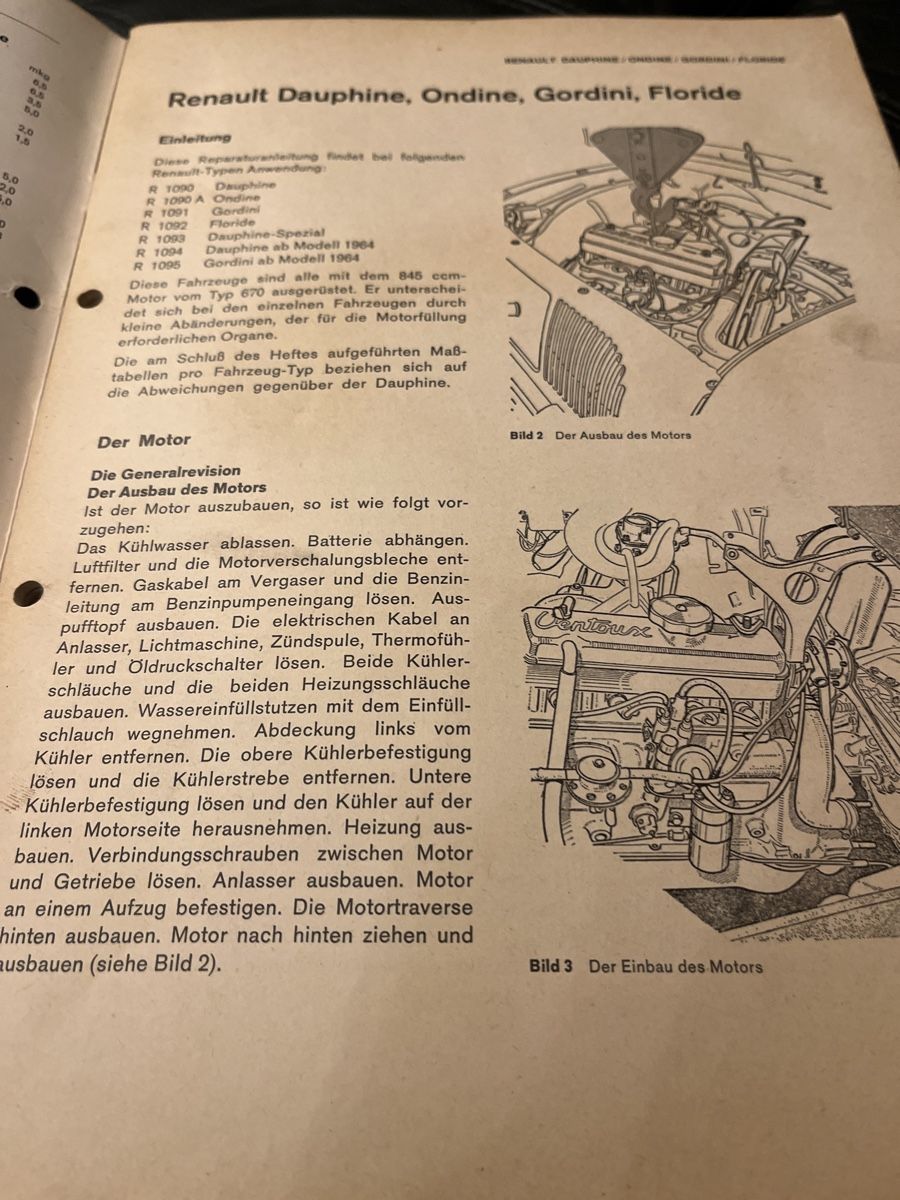 Reparaturanleitung Renault Dauphine Gordini,Floride (Gebraucht) in ...
