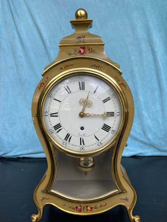 Horloge de table ancienne Zenith plaquée or décorée à la mai | Acheter sur Ricardo