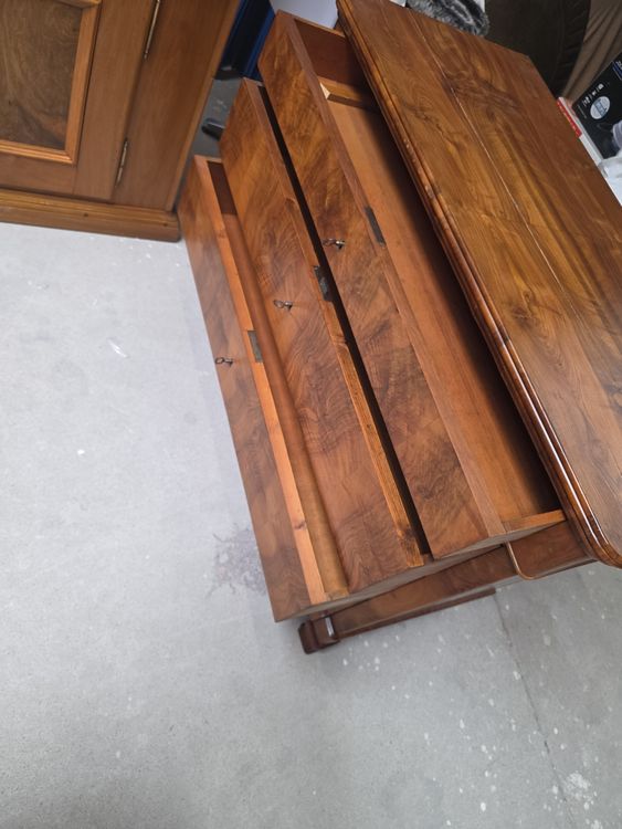 Antike Biedermeier Kommode Nussbaum Vintage Design Kommode (Gebraucht ...
