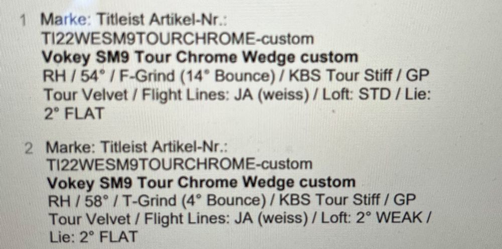 Vokey SM9 Wedge set 54/60 NEU mit Flight Lines | Kaufen auf Ricardo