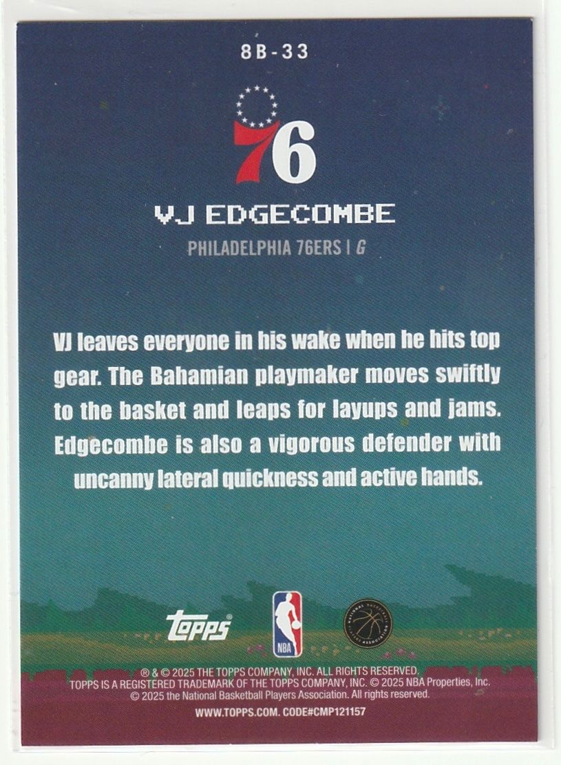 2025/26 Topps Flagship Basketball VJ Edgecombe 8 Bit Ballers (Neu ...