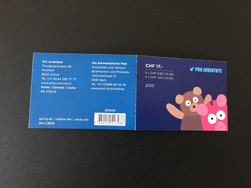 Markenheft 2010 Pro Juventute No 59A Ausgabetag Stempel (Neu (gemäss Beschreibung)) in ...