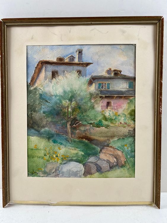 Hausszene Aquarell Signiert. | Kaufen auf Ricardo